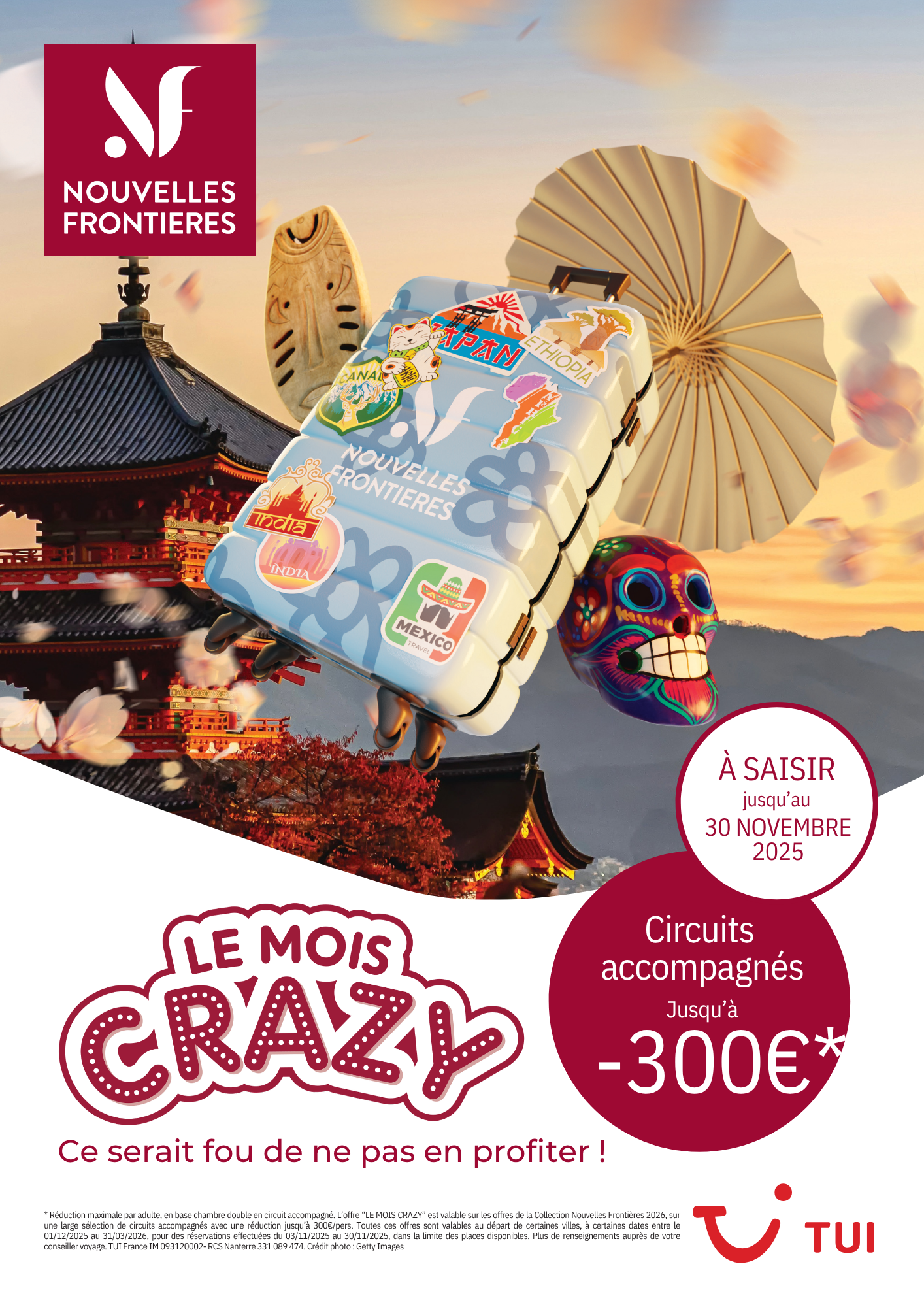 300€ de réduction avec Nouvelles Frontières du 3 au 30 novembre 2025