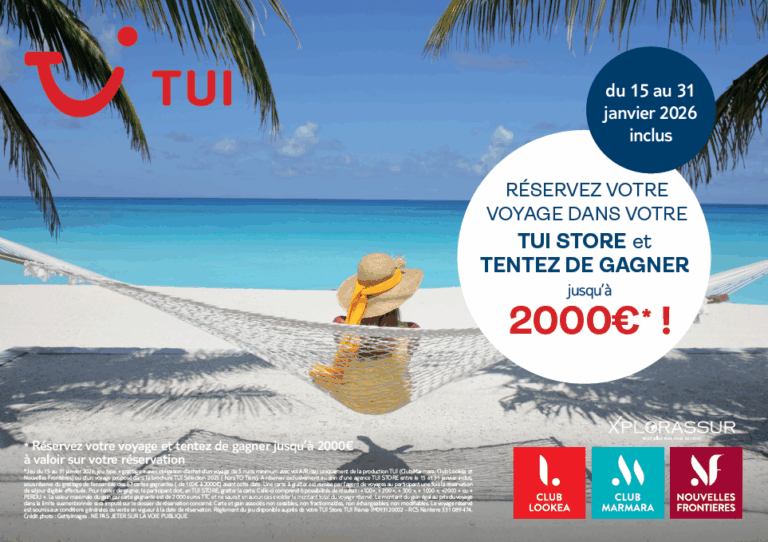 TUI France : Gagnez jusqu’à 2 000 € sur vos vacances 2026